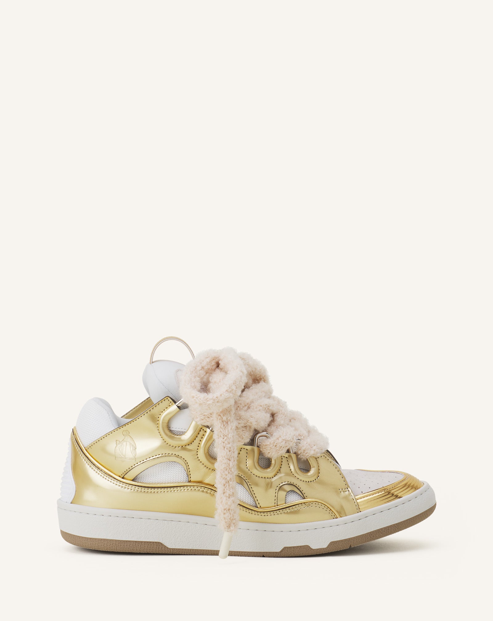 Curb Metallic Leather Sneakers With Mesh Laces | Lanvin